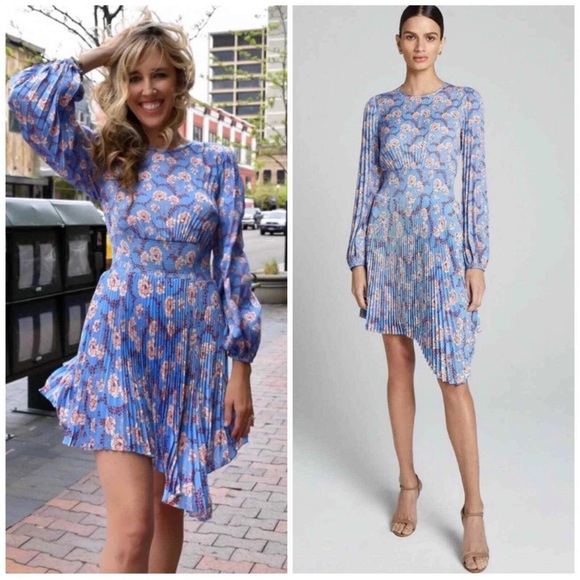 A.L.C. | Dresses | Alc Behati Pleated Asymmetric Hem Dress In Blue ...